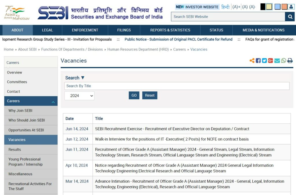 SEBI Grade A Official Notification 2024 out check now